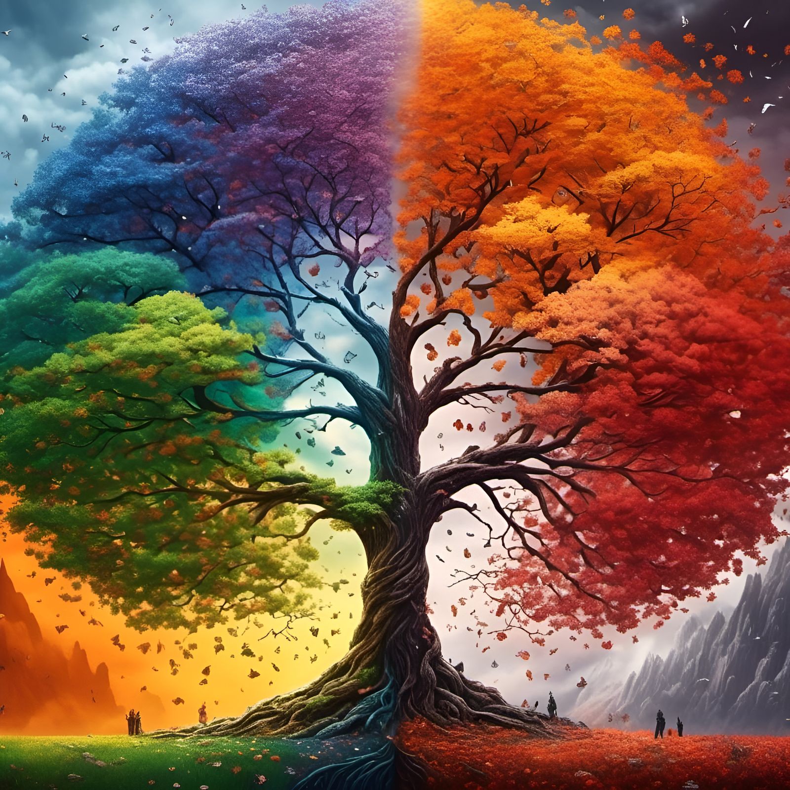 The Sacred Trees of Seasons - AI Generated Artwork - NightCafe Creator