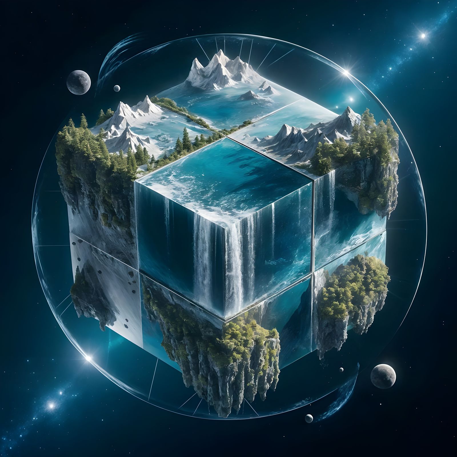 Cube World - Massive Cube-Shaped Celestial Body in Space