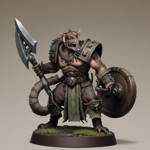 a Warhammer skaven leader, yellowed teeth, rough hairs, rags cloths ...