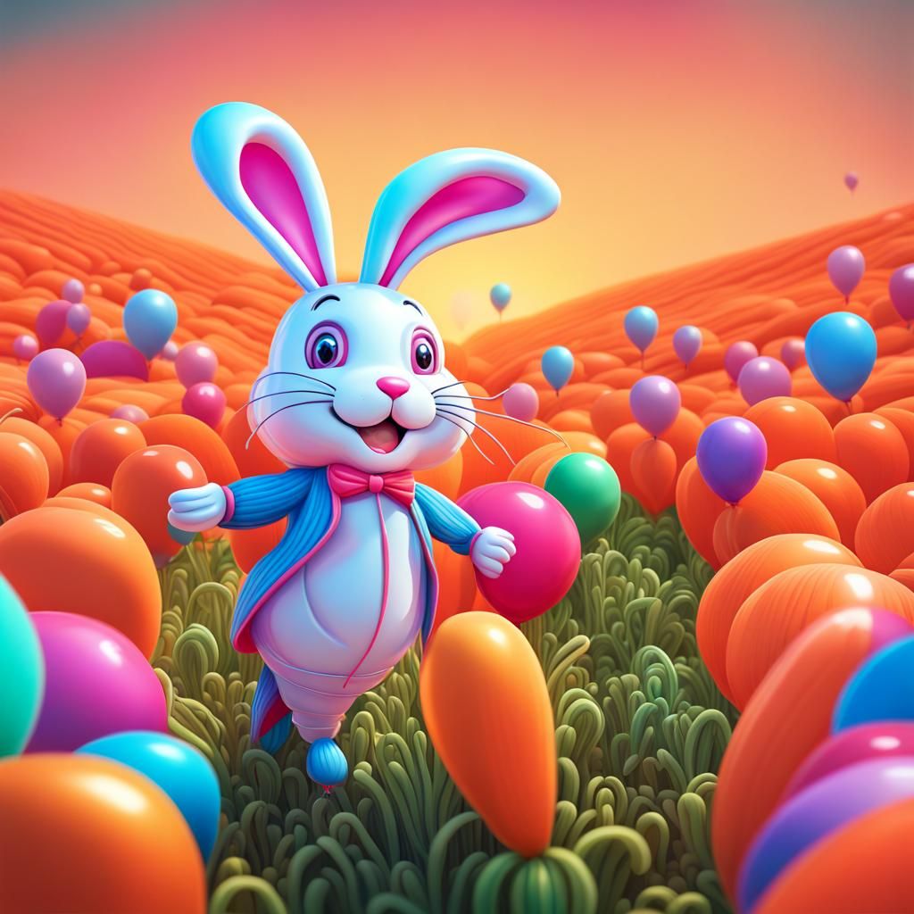 balloon Rabbit on a carrot field - AI Generated Artwork - NightCafe Creator