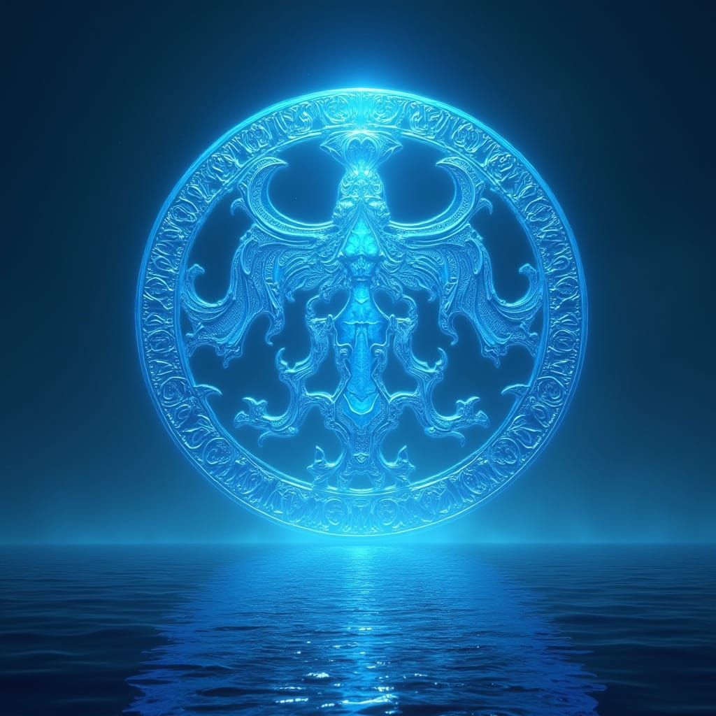 The blue symbol of Atlantis. - Ethereal Blue Symbol of Atlan...