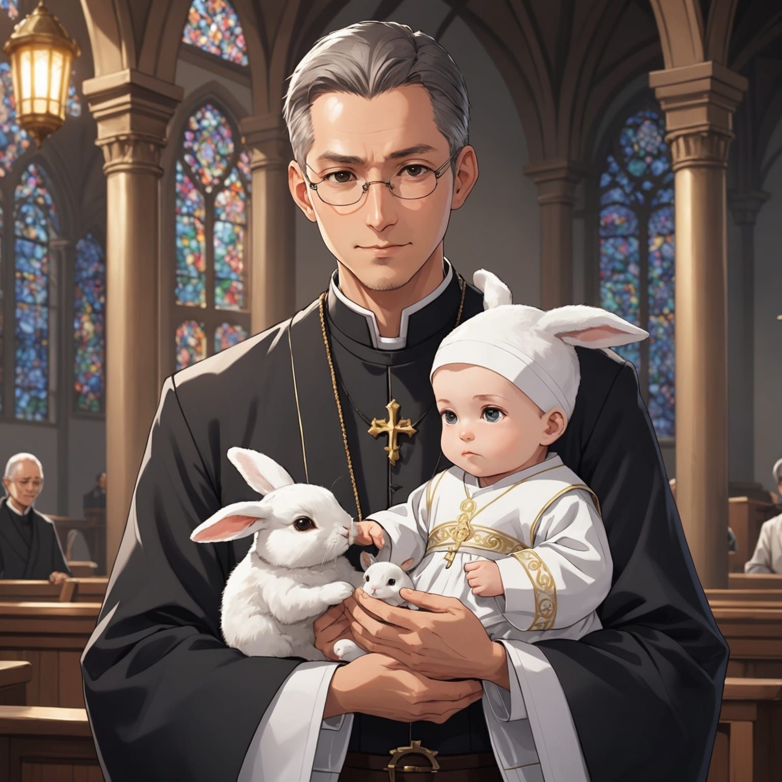 a priest, a pastor, and a rabbit, but the ai messed up - AI Generated ...