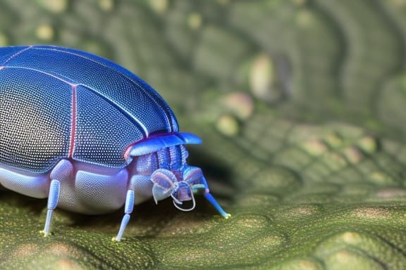 Intricate detailed full body portrait isopod on shimmering granite ...