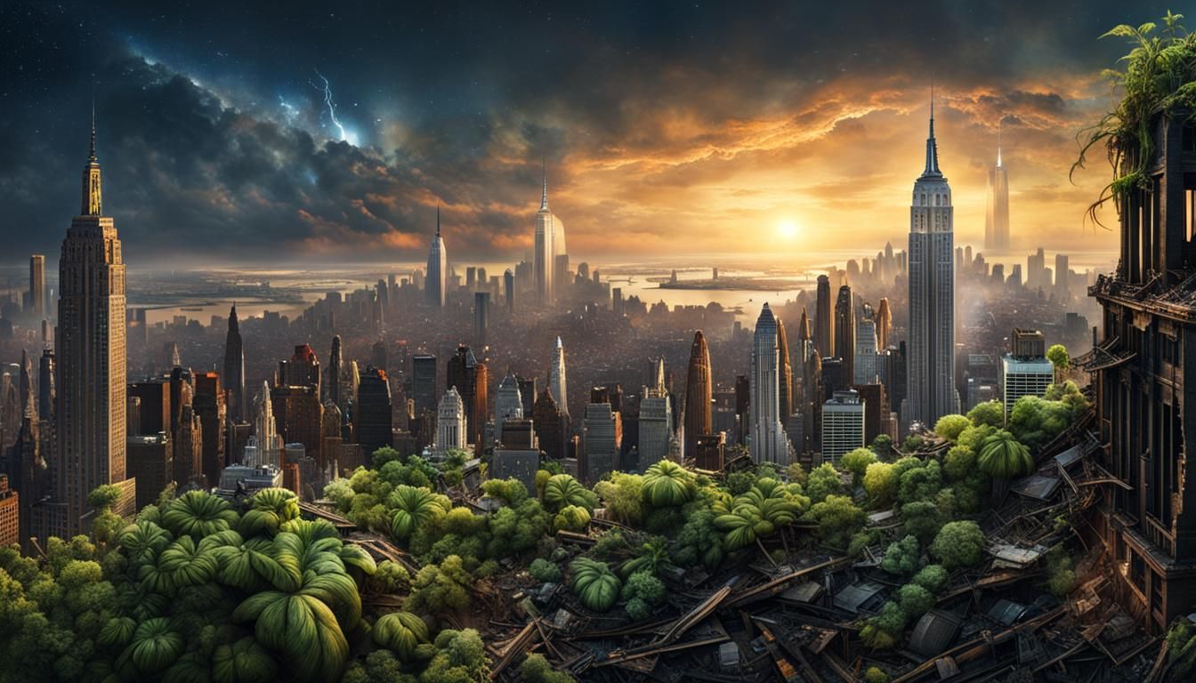 Post-Apocalyptic New York Skyline. 2 - AI Generated Artwork - NightCafe ...