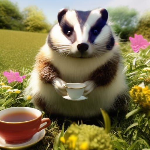 Badger Serving Tea 🦡 ☕ - AI Generated Artwork - NightCafe Creator