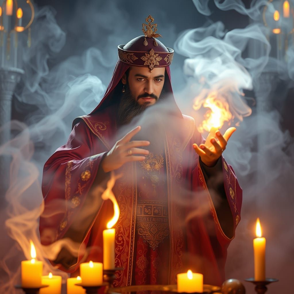 magical ritual - Enchanted Sorcerer Performs Ethereal Ritual