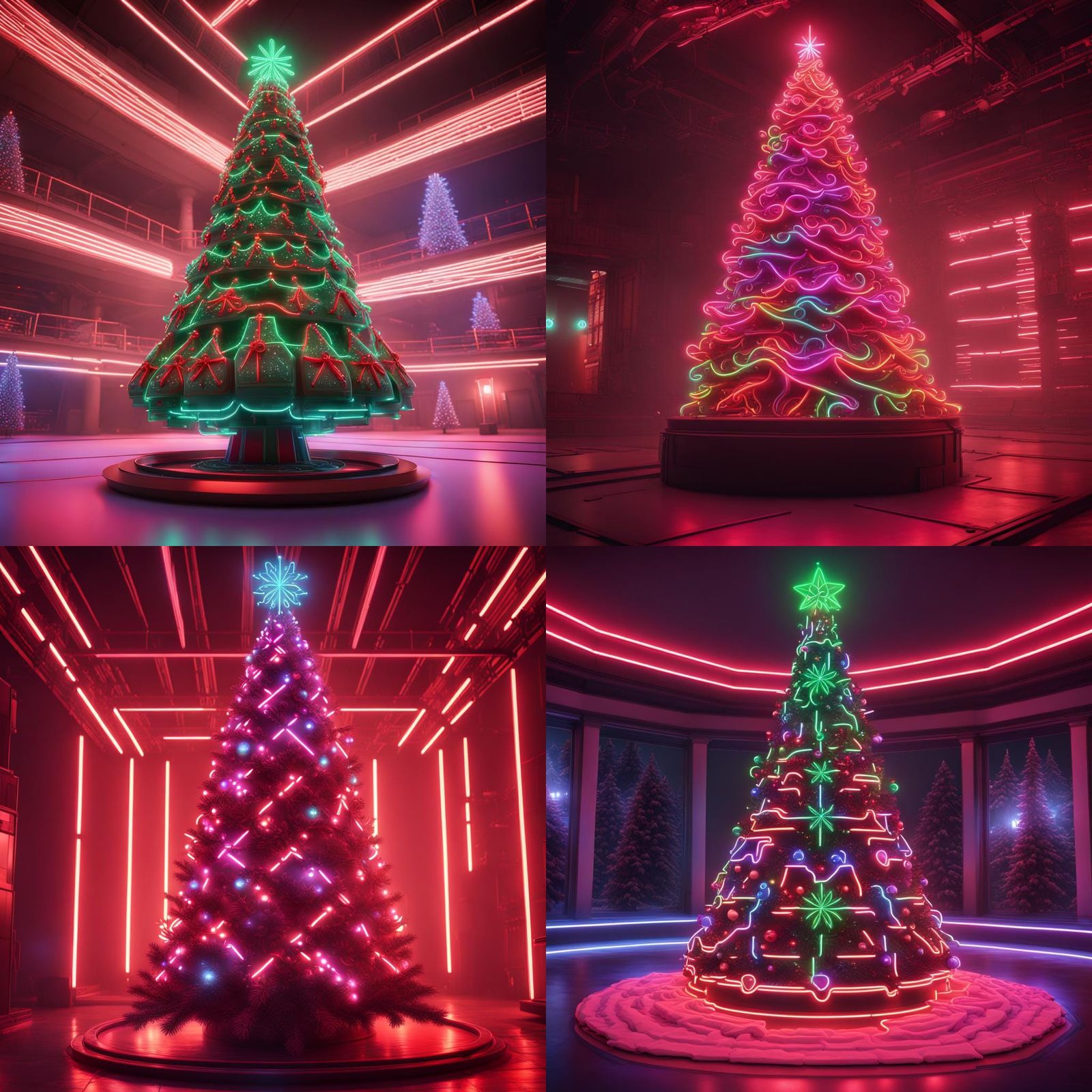 Nuclear powered neon Christmas tree 8k resolution concept art dynamic ...