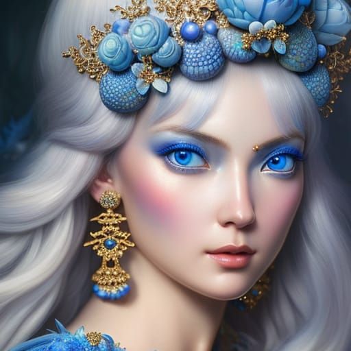 Insanely detailed Full-body color portrait of gorgeous Blue Shroom ...