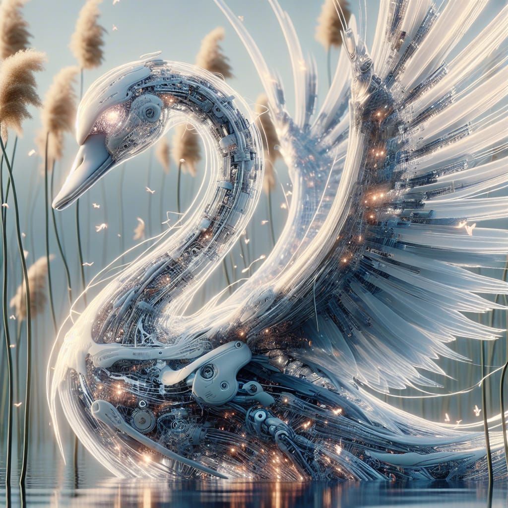 Cyborg swan - AI Generated Artwork - NightCafe Creator