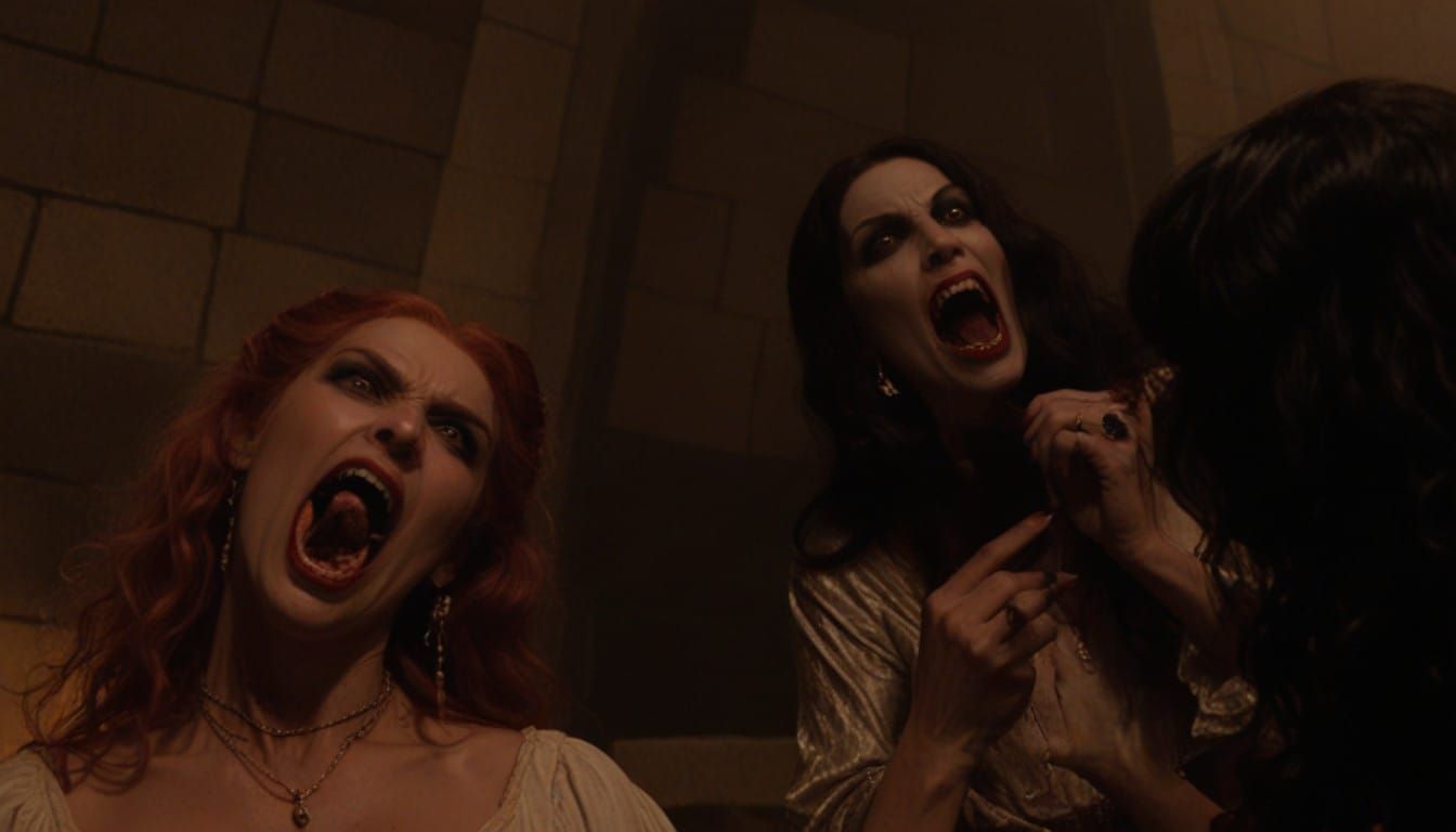 Mythical Vampires Lilith and Eve Attack in the Sha... - AI Art