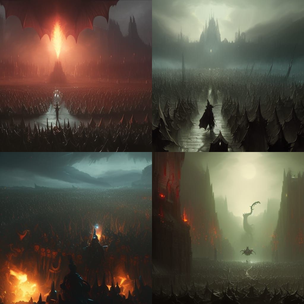 A dragon and a witch facing an army - AI Generated Artwork - NightCafe Creator