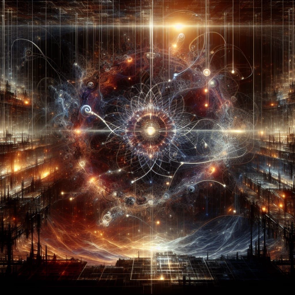 Dark synth Electrons spin Epic cinematic brilliant stunning intricate ...