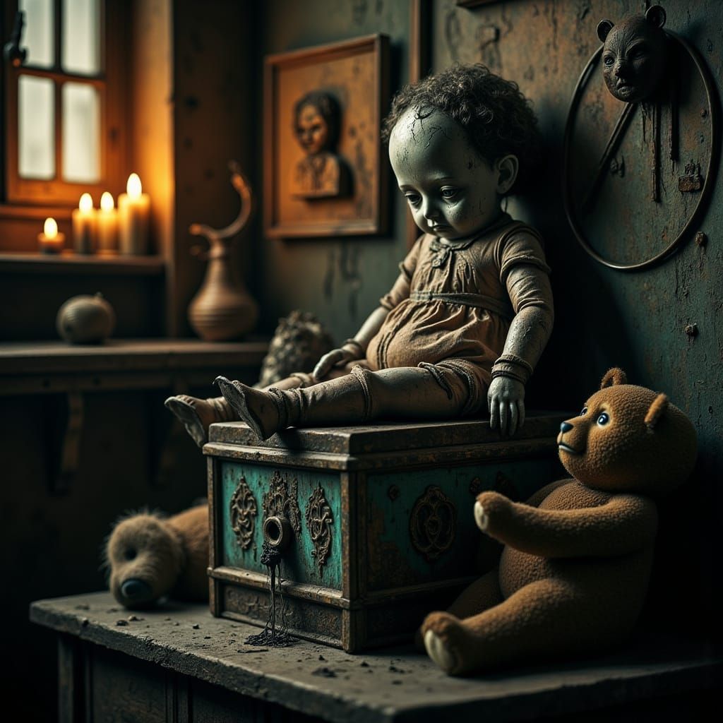 The Broken Nitwit Misfits - Eerie Toy Room Scene in Abstrac...