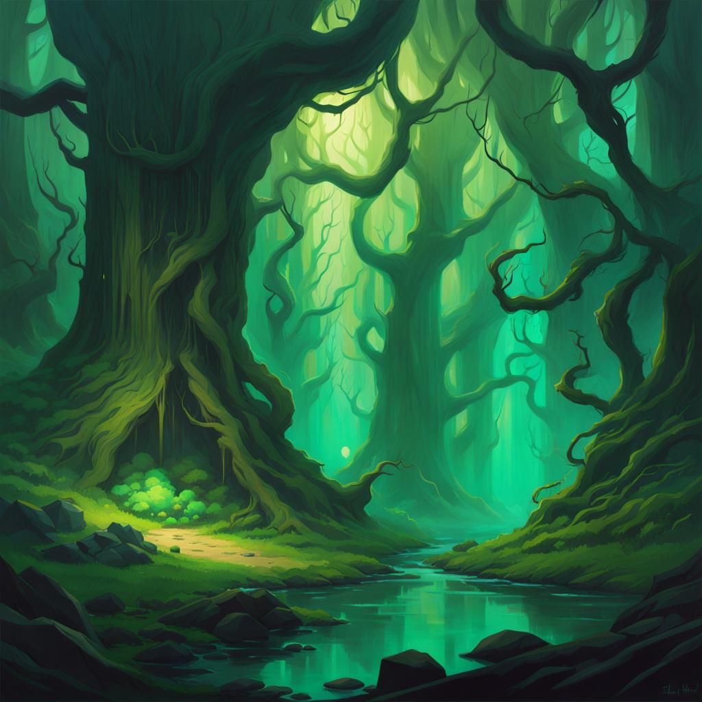 Eldritch forest, concept art in the style of Loish - AI Generated ...