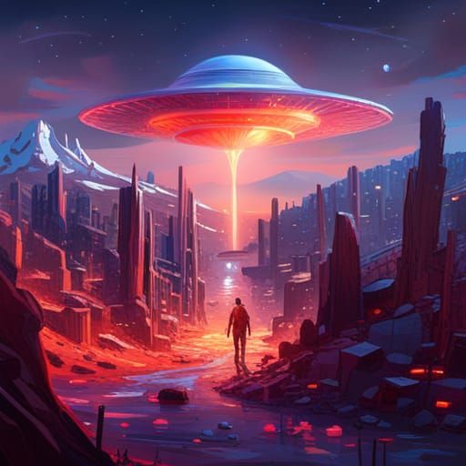 ""flying saucer, alien spaceship!!!", hyperdetailed and highly ...