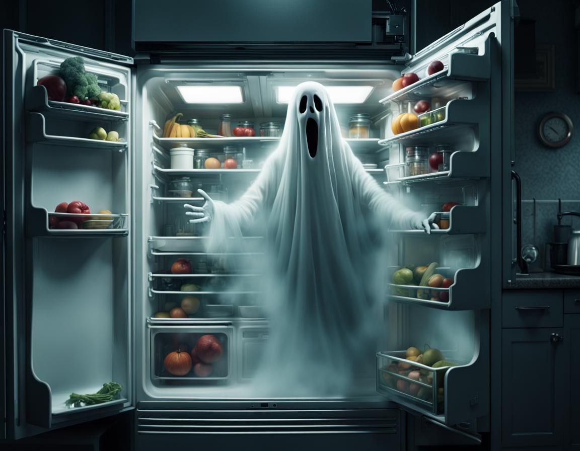 Ghost in the fridge - AI Generated Artwork - NightCafe Creator