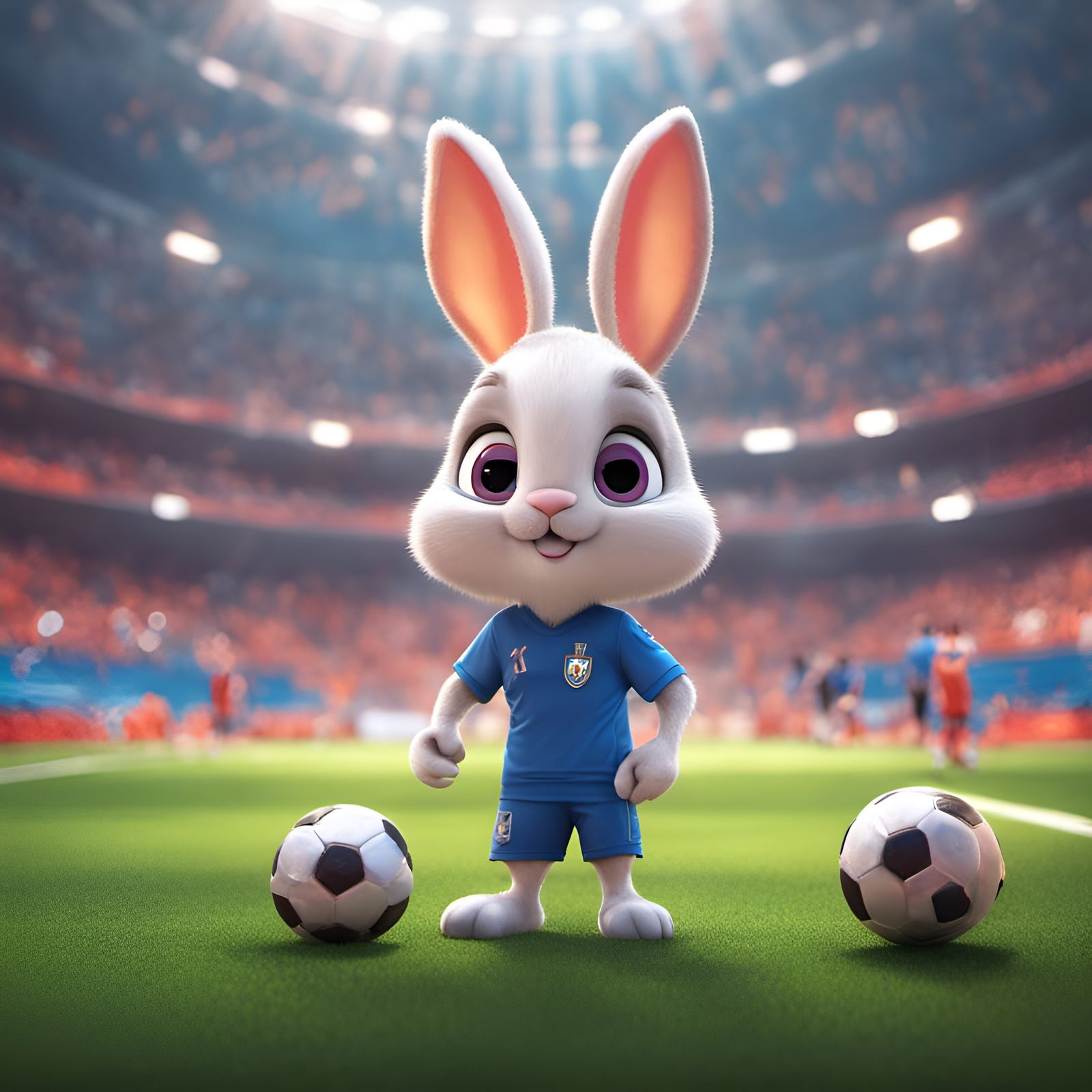 cute soccer player bunny holding the sports cup - AI Generated Artwork ...