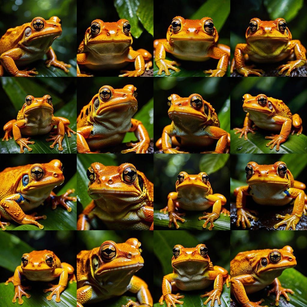 A golden toad in the rainforest of Costa Rica.