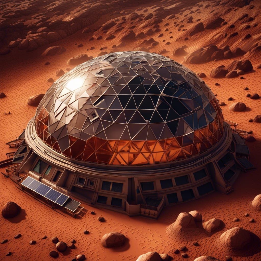 Solar powered dome on Mars - AI Generated Artwork - NightCafe Creator