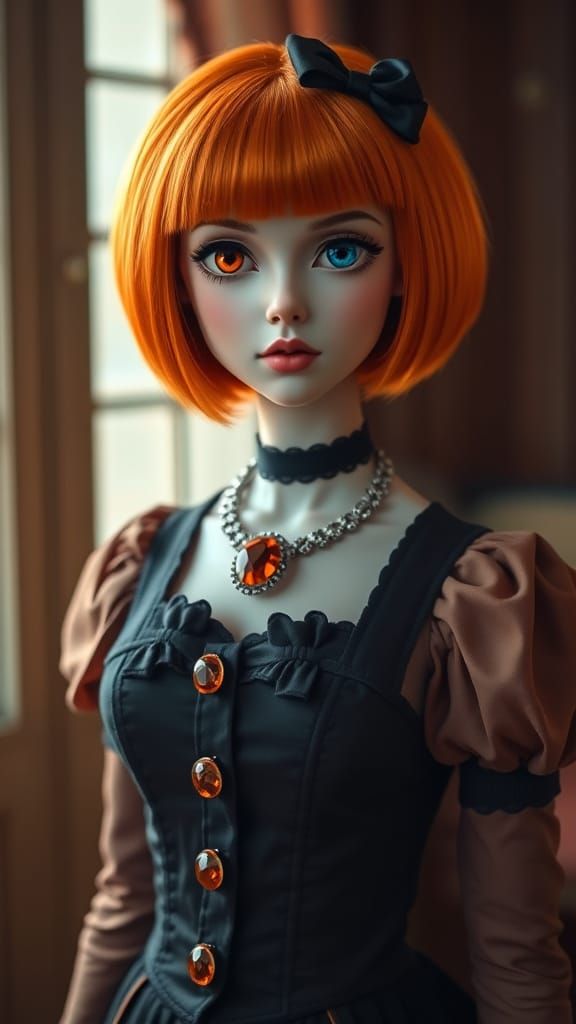 Orange Gothic lady with colored eyes
