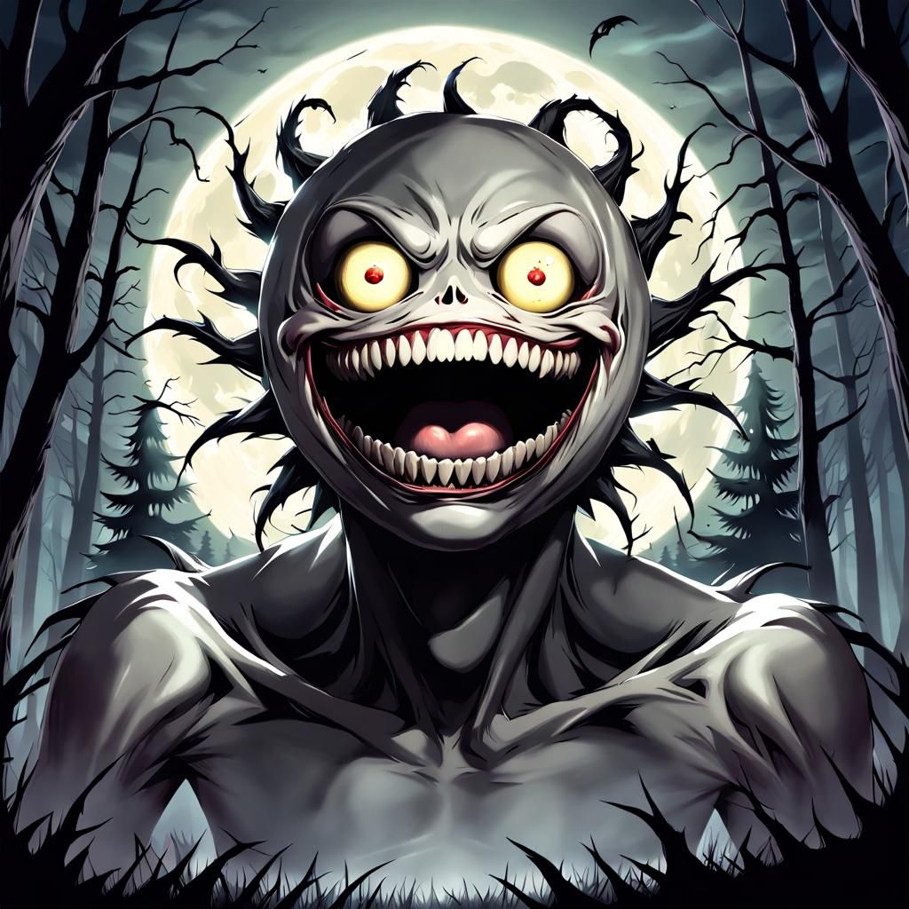 A creepy face in front of a full moon, by Aleksander Gierymski, digital ...