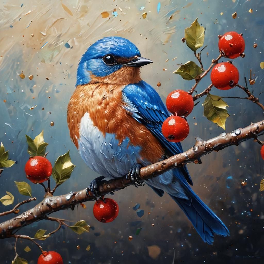 Bluebird Holly Celebration 🎉 - AI Generated Artwork - NightCafe Creator