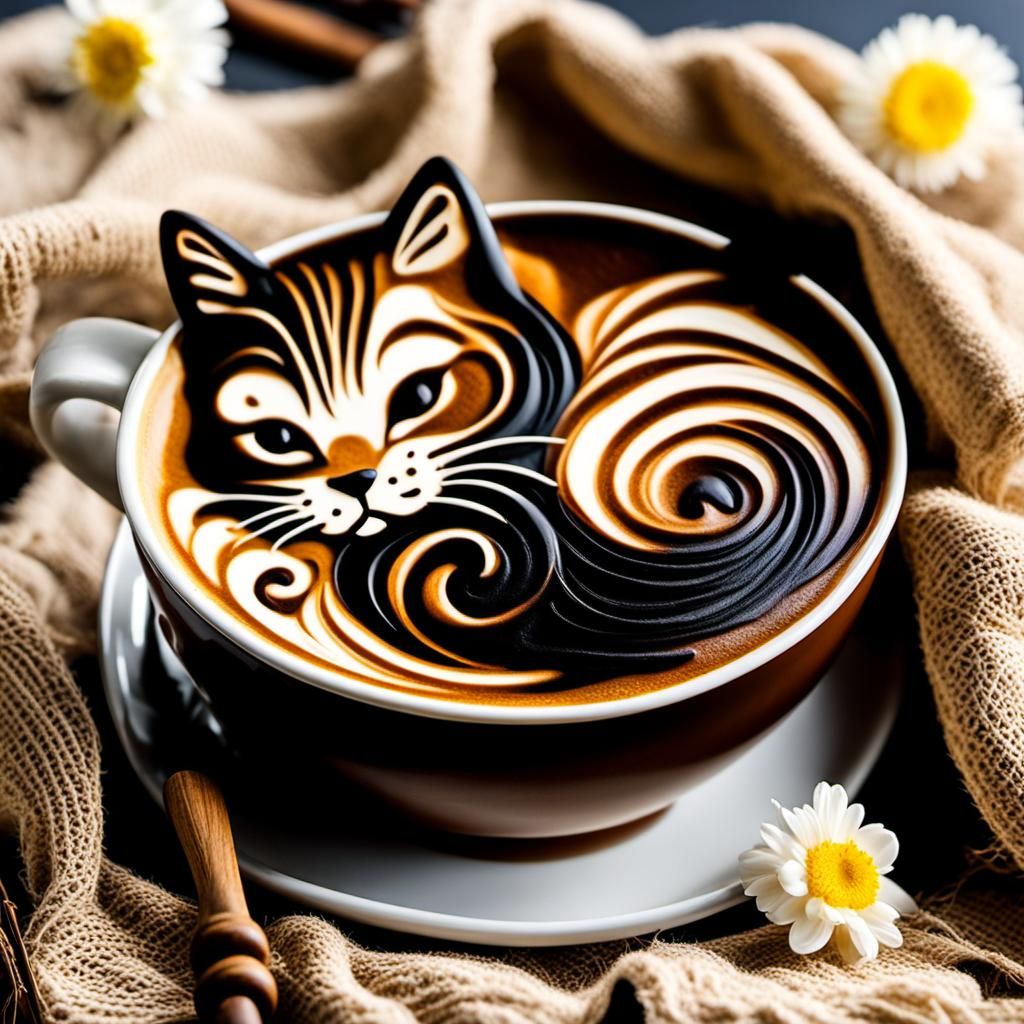 Cozy latte cat - AI Generated Artwork - NightCafe Creator