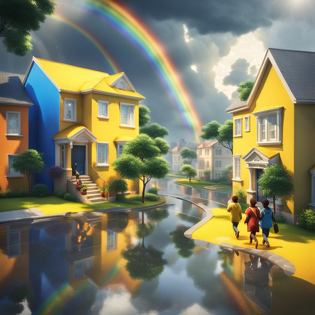 Rainbows and Rainy Days - AI Generated Artwork - NightCafe Creator