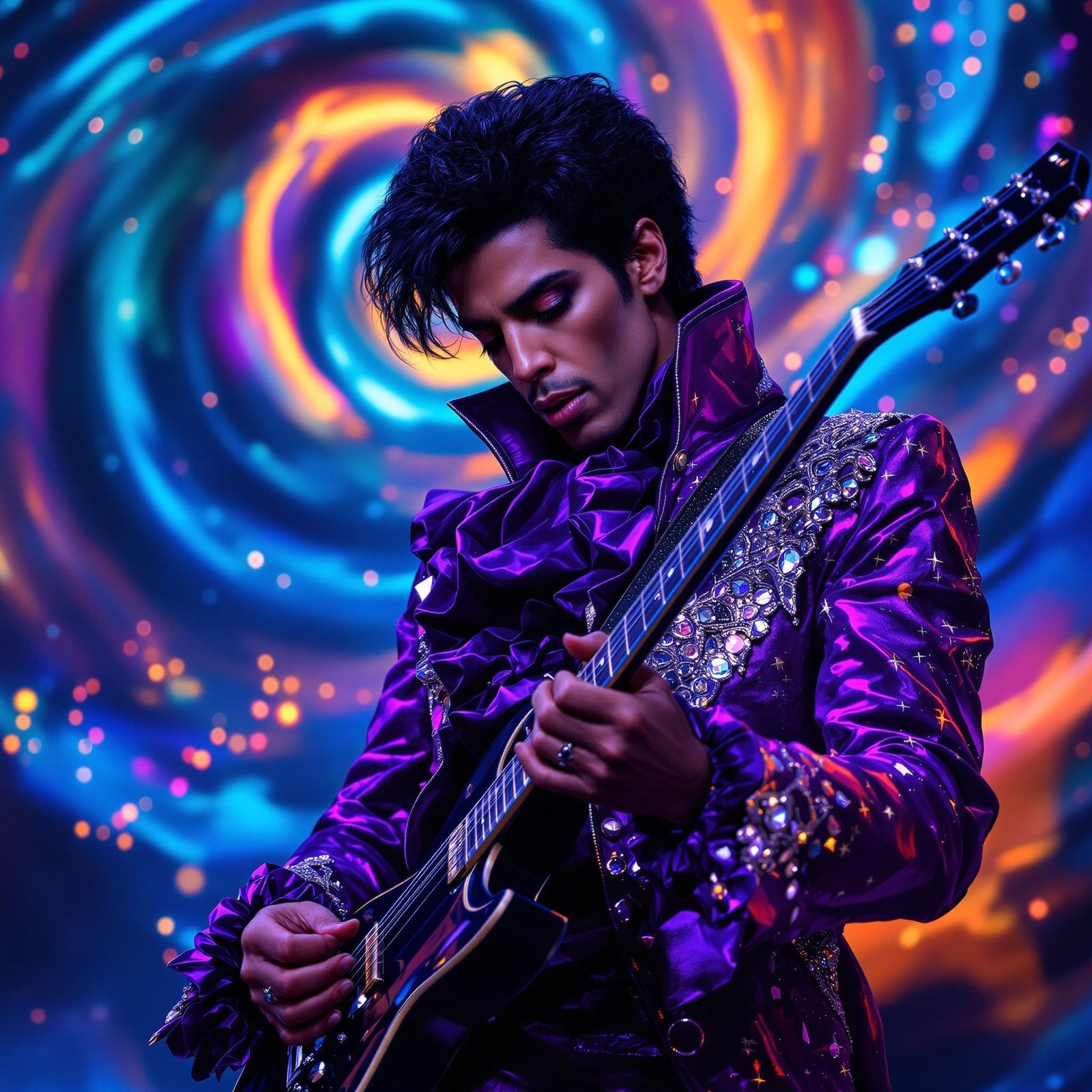 The Incredible Prince playing guitar