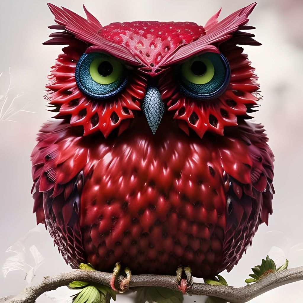 Strawberry Owl - AI Generated Artwork - NightCafe Creator