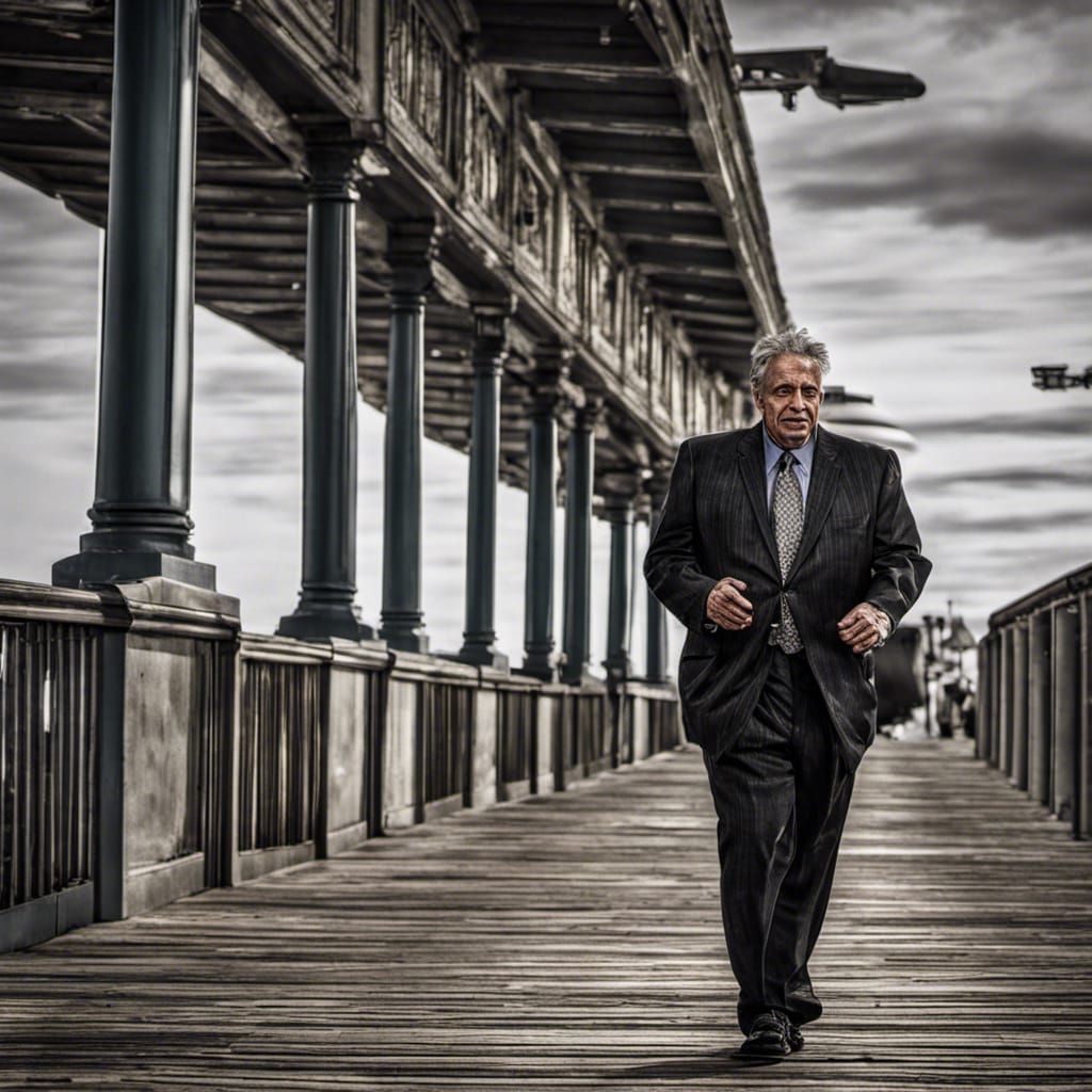 Portrait of Frank Morano walking on the Atlantic City boardwalk after ...