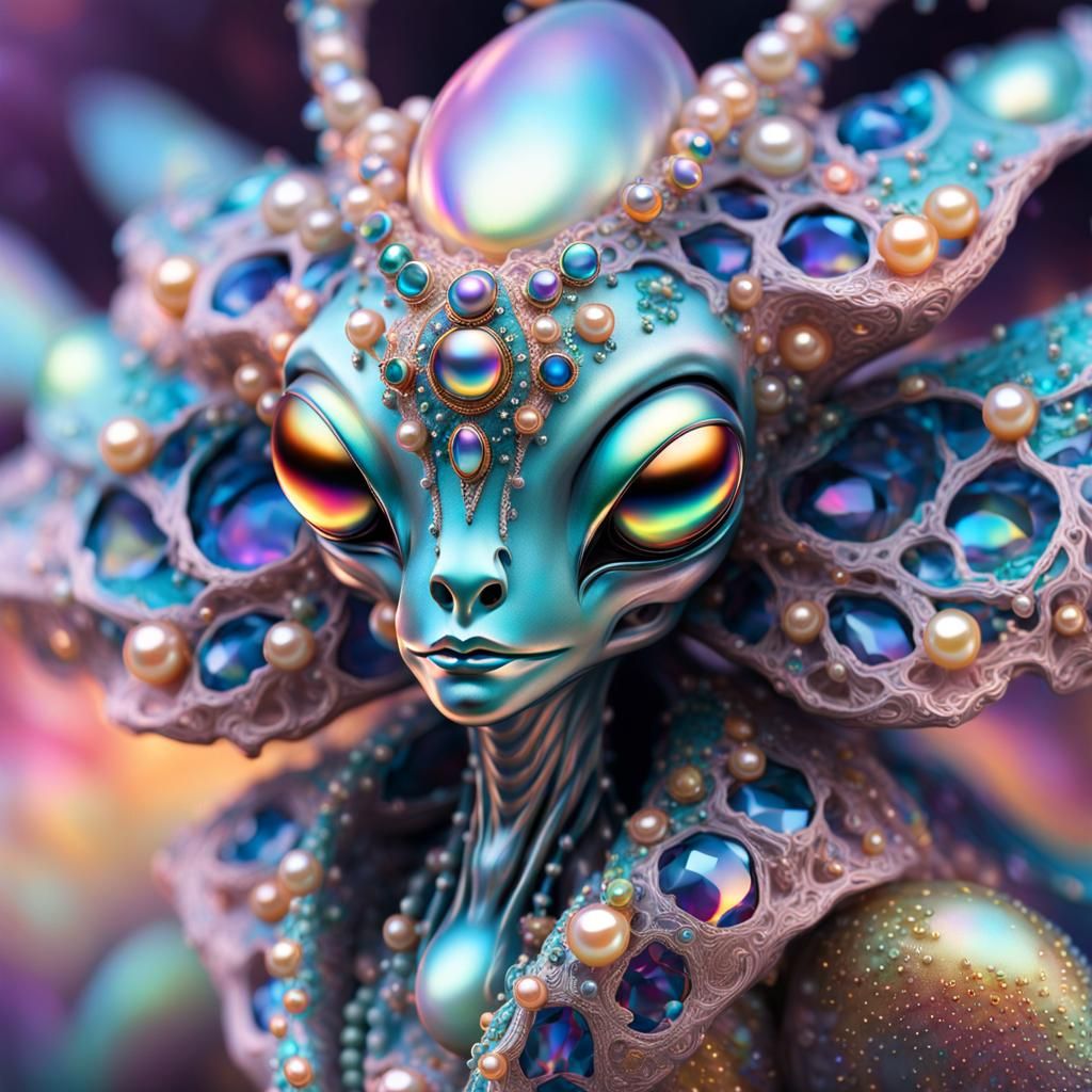iridescent bejeweled beautiful alien - AI Generated Artwork - NightCafe ...