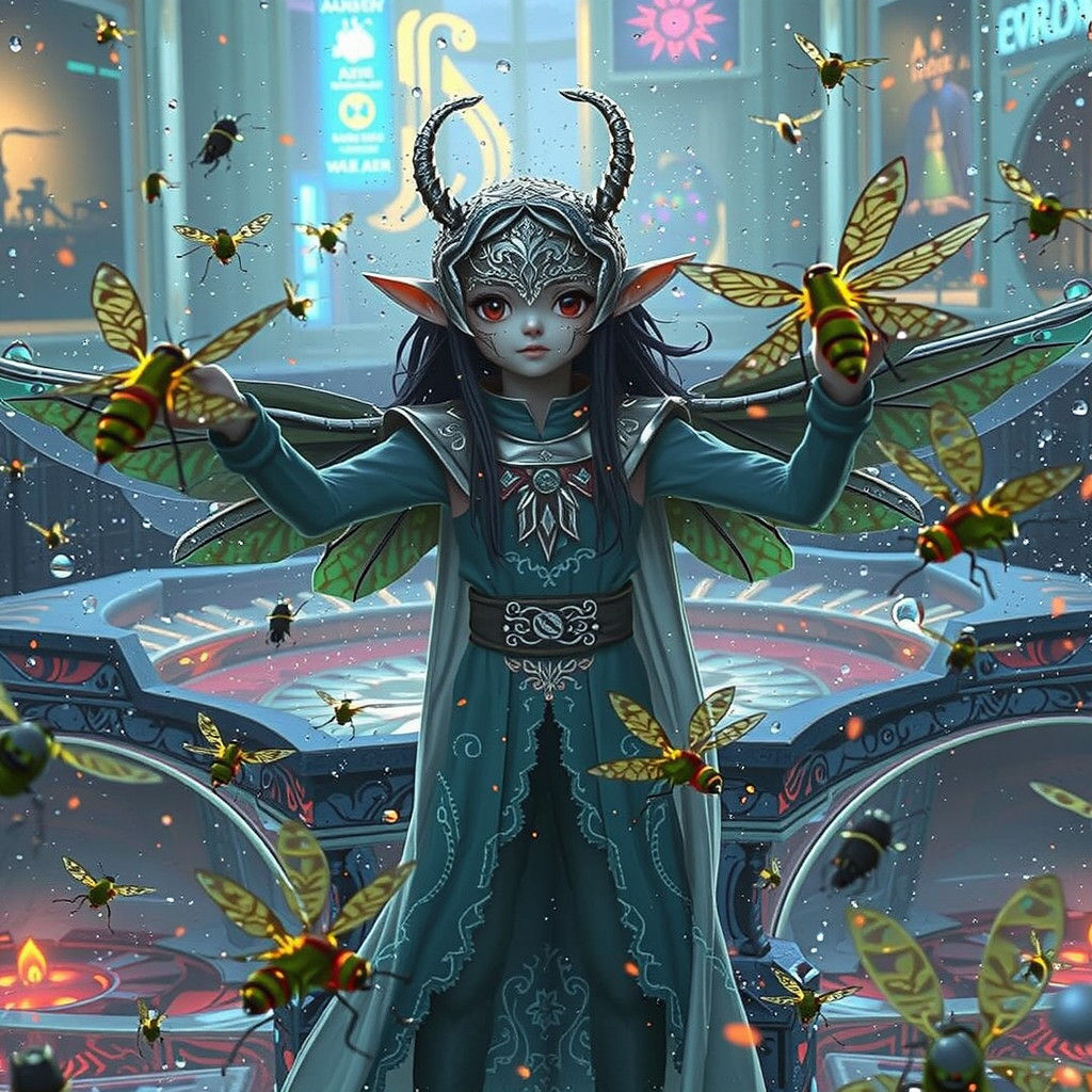 Surreal Firefly Goddess Amidst Whirling Flames in ... - AI Art