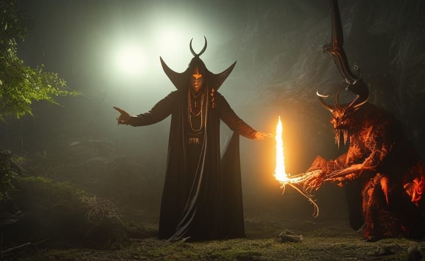 Warlock Summoning a Devil - AI Generated Artwork - NightCafe Creator