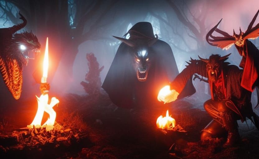 Warlock Summoning a Devil - AI Generated Artwork - NightCafe Creator