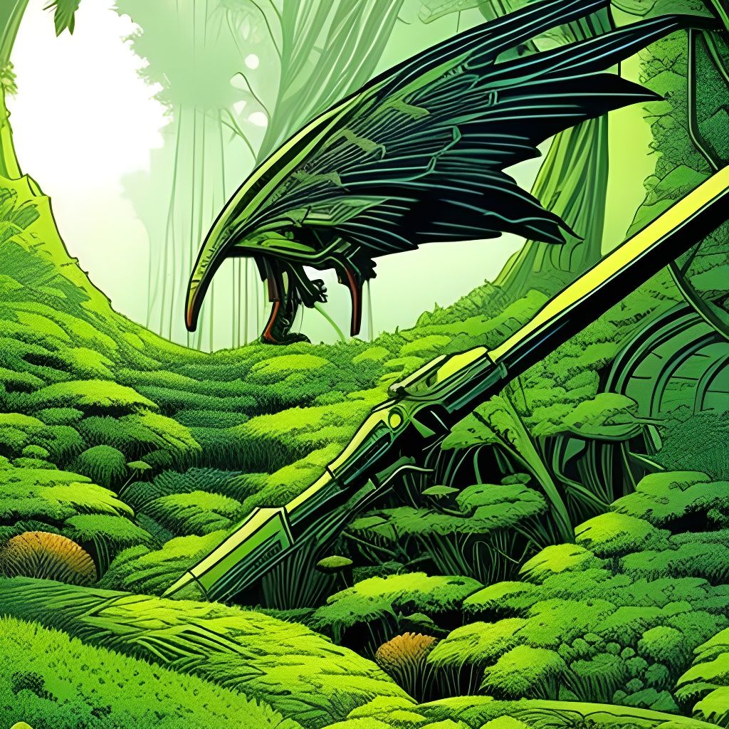 menacing shadow in moss garden - AI Generated Artwork - NightCafe Creator