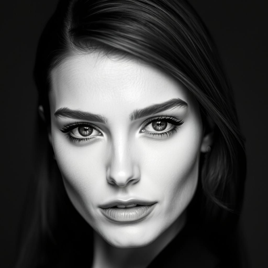 16k supermodel closerup photo b&w - Elegant Supermodel in H...