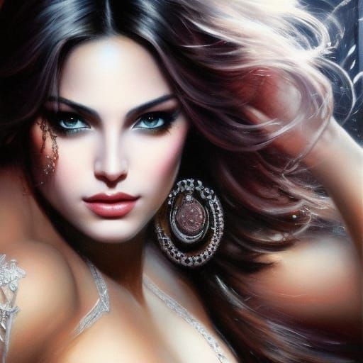 The Beautiful Girl In The Silver Suit Perfect Detailed Eyes