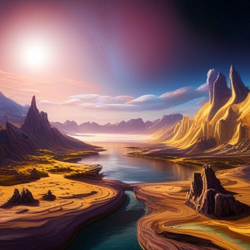 Water Planet in space detailed matte painting, deep color, fantastical ...