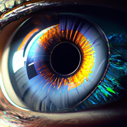 Hyper detailed close-up micro photography of a human eye, cyberpunk ...