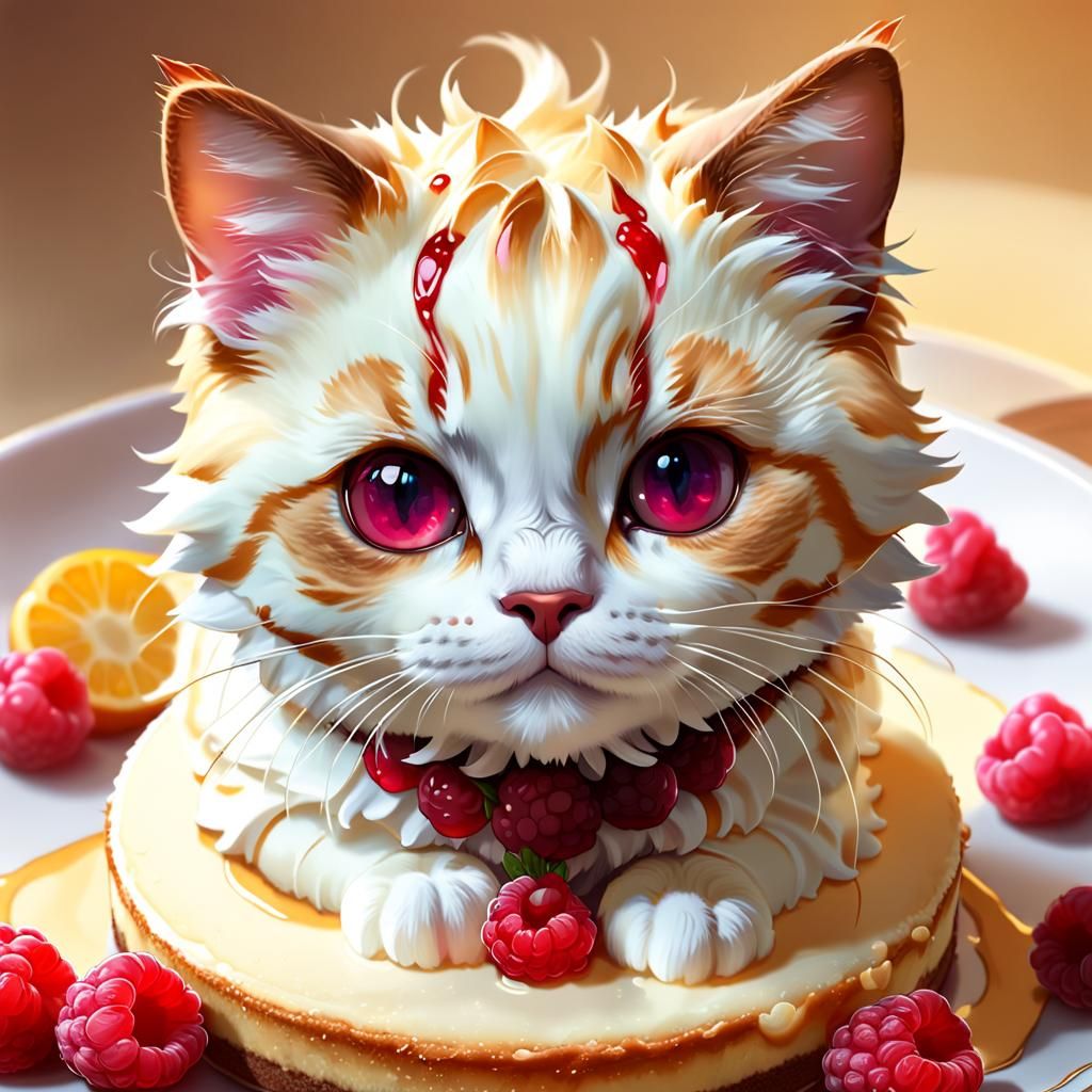 Raspberry-Cheesecake Cat - AI Generated Artwork - NightCafe Creator