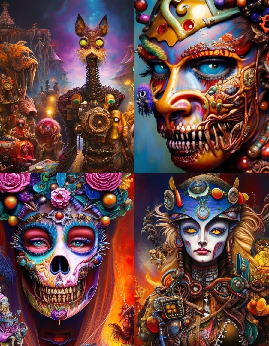 The anatomy of a zoombie head made of junk food, an ultrafine detailed painting by james jean ...