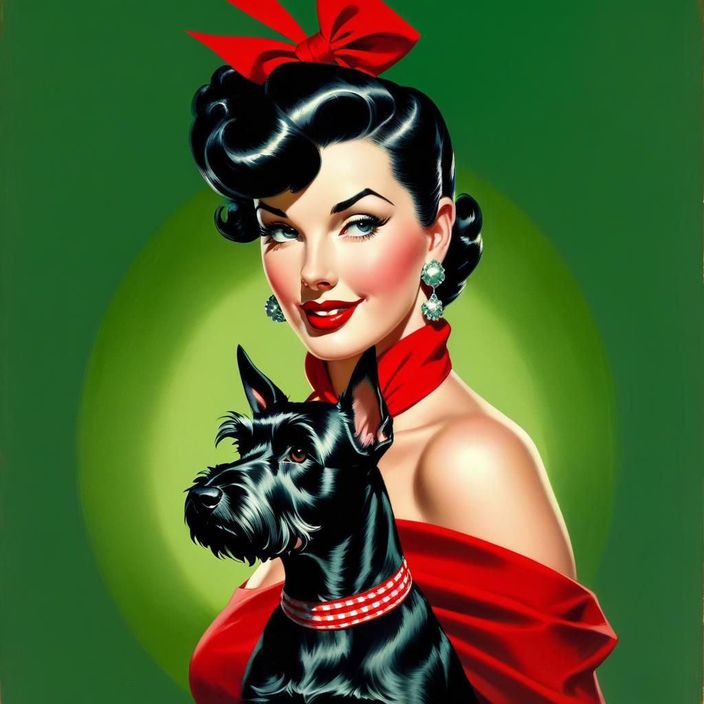 Pin up girl with Scottish Terrier by Gil Elvgren, Joyce Ballantyne ...