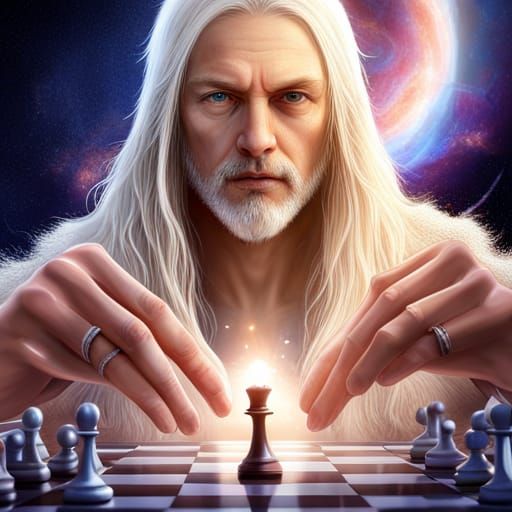God playing chess - AI Generated Artwork - NightCafe Creator