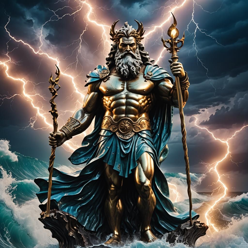 A Metal Statue Greek God Zeus - AI Generated Artwork - NightCafe Creator