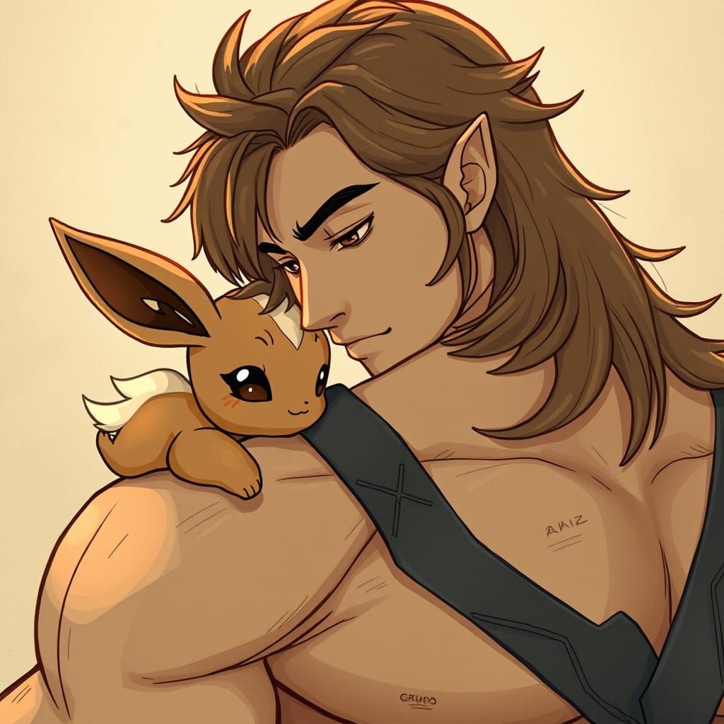 Lonely Mimic Eevee in Tender Bonding Moment - AI Art