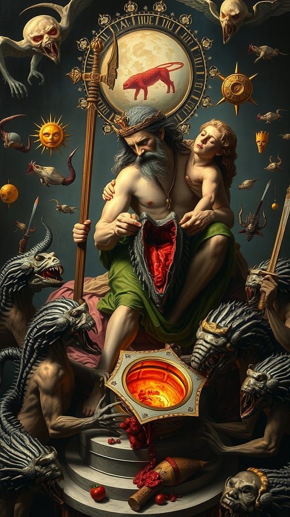 Greek Gods: Saturn - Greek God Saturn Devours Sons in a Haun...