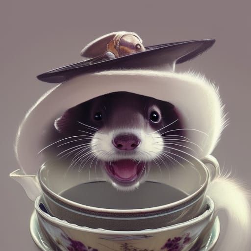 Ferret Tea Time 17 - AI Generated Artwork - NightCafe Creator