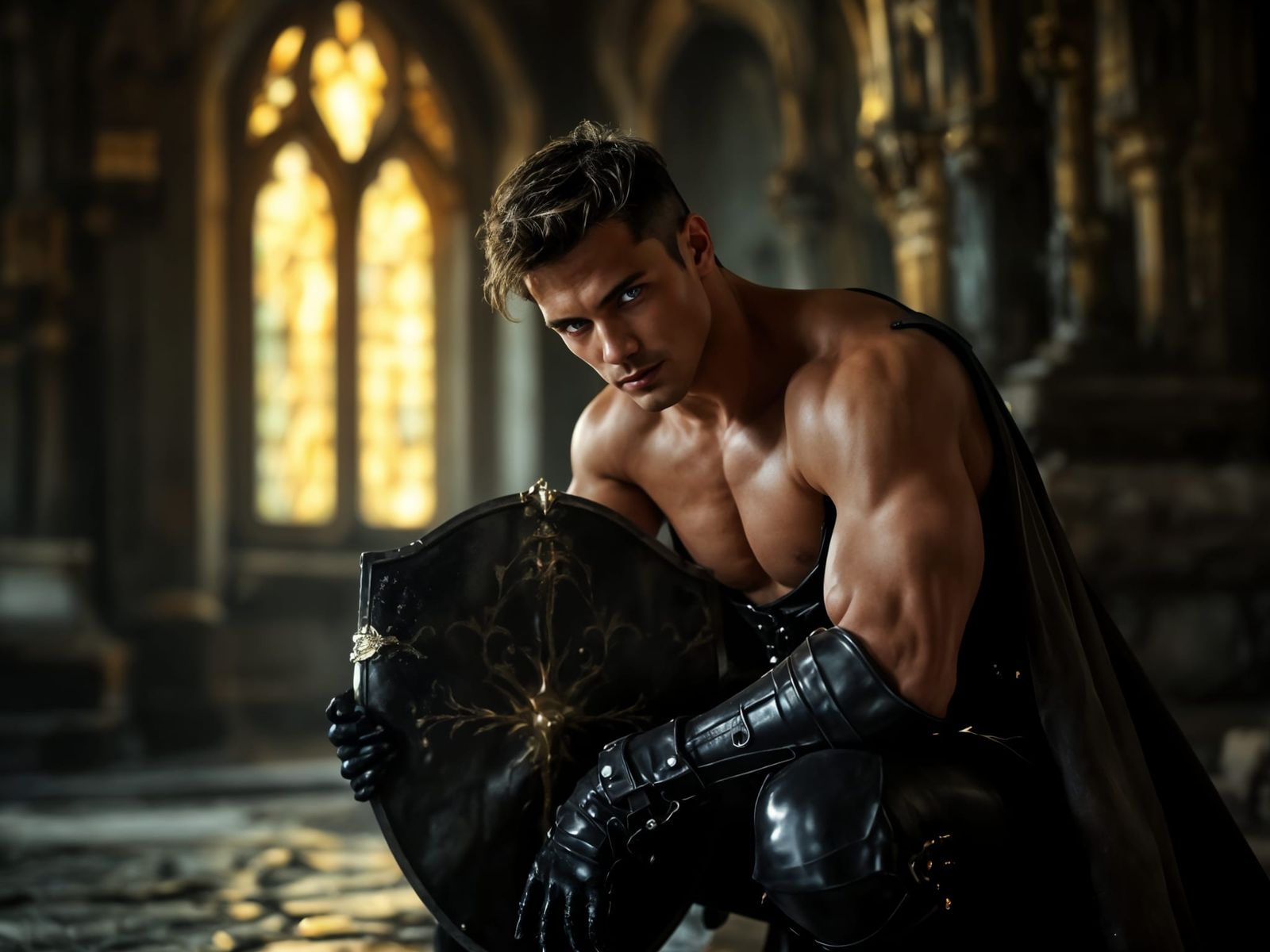 kneeling knight - Chiseled Knight in Leather Armor