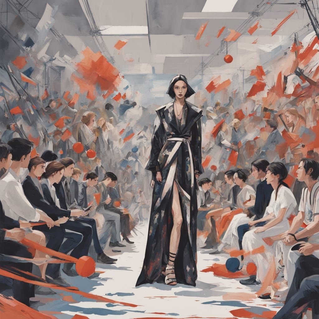 Create art inspired by fashion shows and the runway spotlight. Think ...